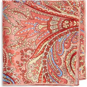 CLIFTON WILSON Paisley Silk Pocket Square - Peach