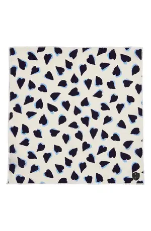 CLIFTON WILSON White Hearts Silk Pocket Square
