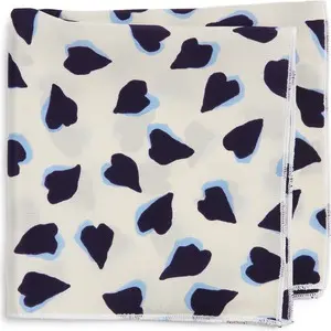 CLIFTON WILSON White Hearts Silk Pocket Square