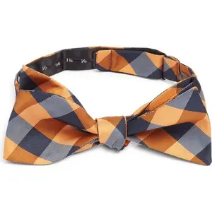 CLIFTON WILSON Plaid Silk Bow Tie - Orange
