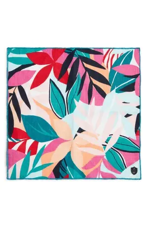 CLIFTON WILSON Floral Linen Pocket Square - Teal