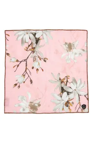 CLIFTON WILSON Floral Linen Pocket Square - Pink