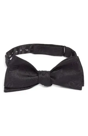 CLIFTON WILSON Paisley Silk Bow Tie - Black