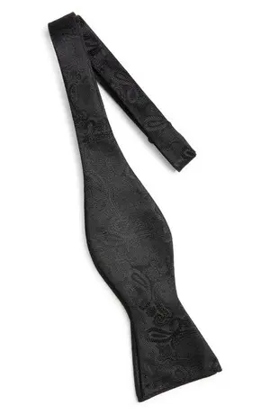 CLIFTON WILSON Paisley Silk Bow Tie - Black