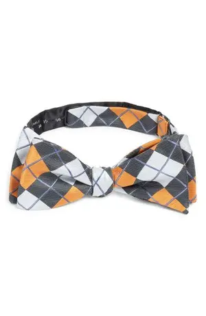 CLIFTON WILSON Argyle Silk Bow Tie - Orange