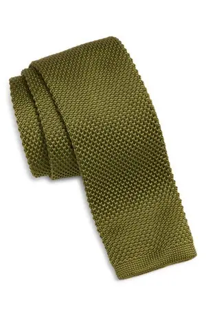 CLIFTON WILSON Textured Silk Knit Tie Green