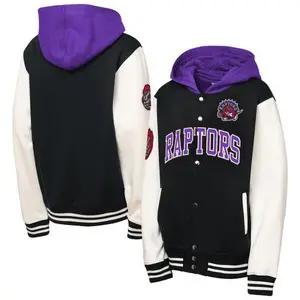 Mitchell & Ness Youth Toronto Raptors Hardwood Classics Courtside Fleece Full-snap Hooded Jacket - Black