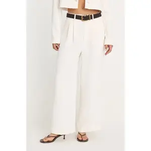 Good American Luxe High Waist Ankle Wide Leg Trousers - Soft Shell