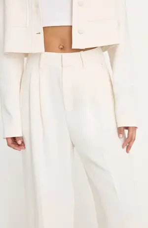 Good American High Waist Ankle Wide Leg Trousers - Soft Shell