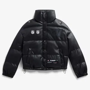OFF SEASON Washington Commanders Faux Leather Puffer Jacket - Black