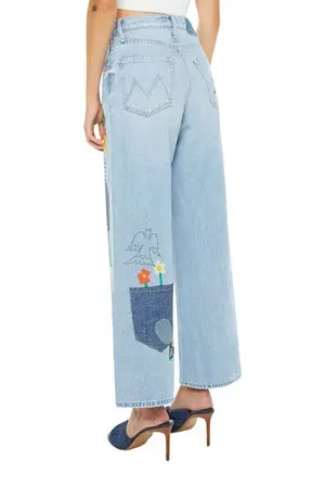 MOTHER Spinner Flood Patchwork Straight Leg Jeans