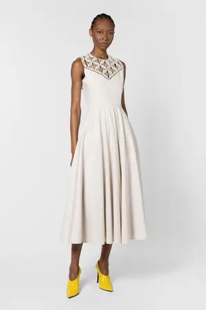 ROKSANDA Helin Cotton Fit And Flare Macrame Dress