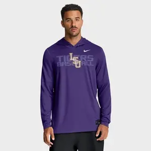 Nike Lsu Tigers Dugout Dri-fit Long Sleeve Hooded T-shirt - Purple