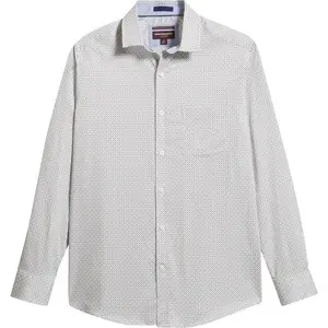 Johnston & Murphy Logan Print Button-up Shirt - Sage Tile