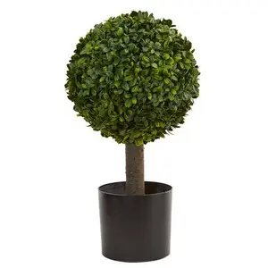 NEARLY NATURAL 21-in Boxwood Ball Topiary Artificial Tree - Green