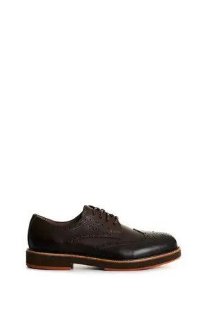 VELEZ Brogue Leather Shoes With Traditional Cuts - Dark Brown