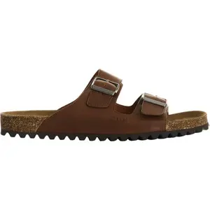 VELEZ Genuine Leather Sandals With Buckle Detail - Honey