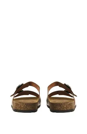 VELEZ Genuine Leather Sandals With Buckle Detail