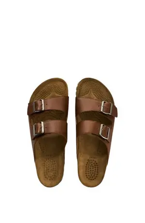 VELEZ Genuine Leather Sandals With Buckle Detail