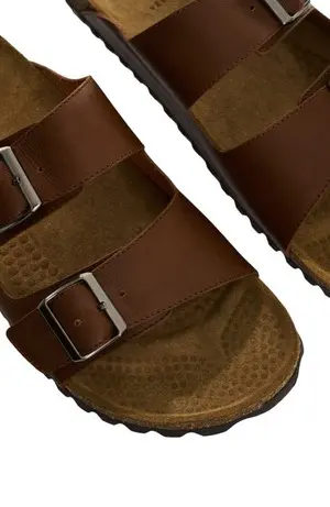 VELEZ Genuine Leather Sandals With Buckle Detail