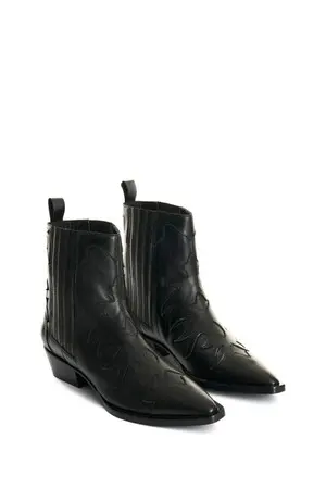 VELEZ Leather Western Ankle Boots
