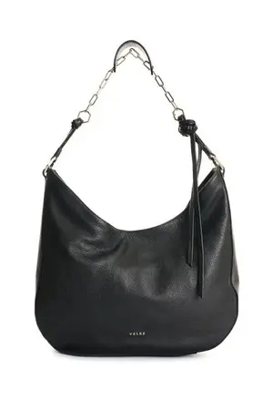 VELEZ Leather Bowling Bag With Chain Strap Black