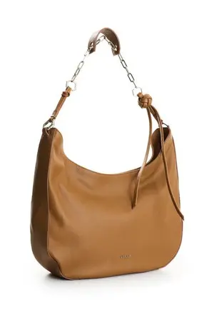 VELEZ Leather Bowling Bag With Chain Strap - Brown