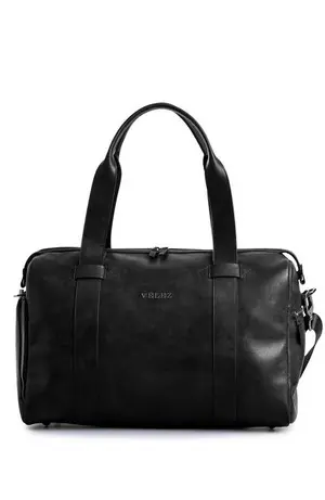 VELEZ Leather Duffle Bag Aged Effect - Black
