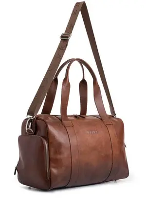 VELEZ Leather Duffle Bag Aged Effect - Brown