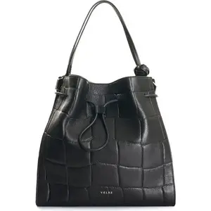 VELEZ Embossed Leather Tote Bag - Black