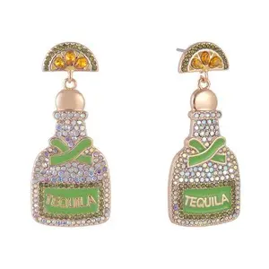 HALLMARK Stone And Enamel Tequila Earrings - Green