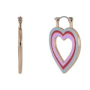 HALLMARK Enamel Heart Hoop Earrings - Red