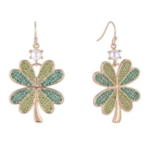 HALLMARK Stone Four Leaf Clover Drop Earrings - Green