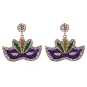 HALLMARK Mardi Gras Mask Stone Earrings