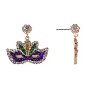 HALLMARK Mardi Gras Mask Stone Earrings