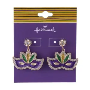 HALLMARK Mardi Gras Mask Stone Earrings