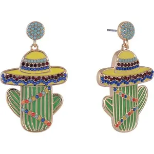 HALLMARK Sombrero Cactus Stone Earrings - Green