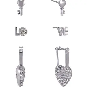 HALLMARK Tone Valentine's Day Trio Earring Set - Silver