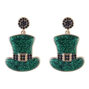 HALLMARK Glitter Top Hat Dangle Earrings