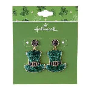 HALLMARK Glitter Top Hat Dangle Earrings