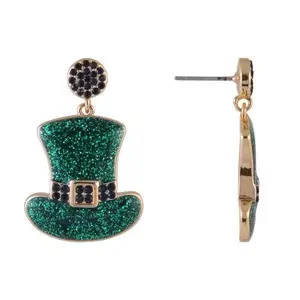 HALLMARK Glitter Top Hat Dangle Earrings