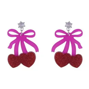 HALLMARK Bow And Cherry Drop Earrings