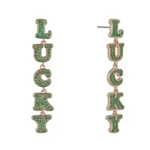 HALLMARK Lucky Linear Earrings - Green