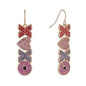 HALLMARK Stone Hugs And Kisses Linear Earrings - Red