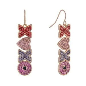 HALLMARK Stone Hugs And Kisses Linear Earrings - Red