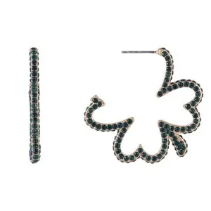 HALLMARK Stone Shamrock Hoop Earrings