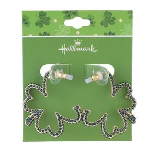 HALLMARK Stone Shamrock Hoop Earrings