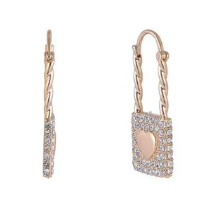 HALLMARK Heart & Stone Lock Earrings - Gold