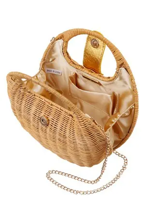 Nina Kava Rattan Handbag - Dk Natural