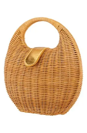 Nina Kava Rattan Handbag - Dk Natural